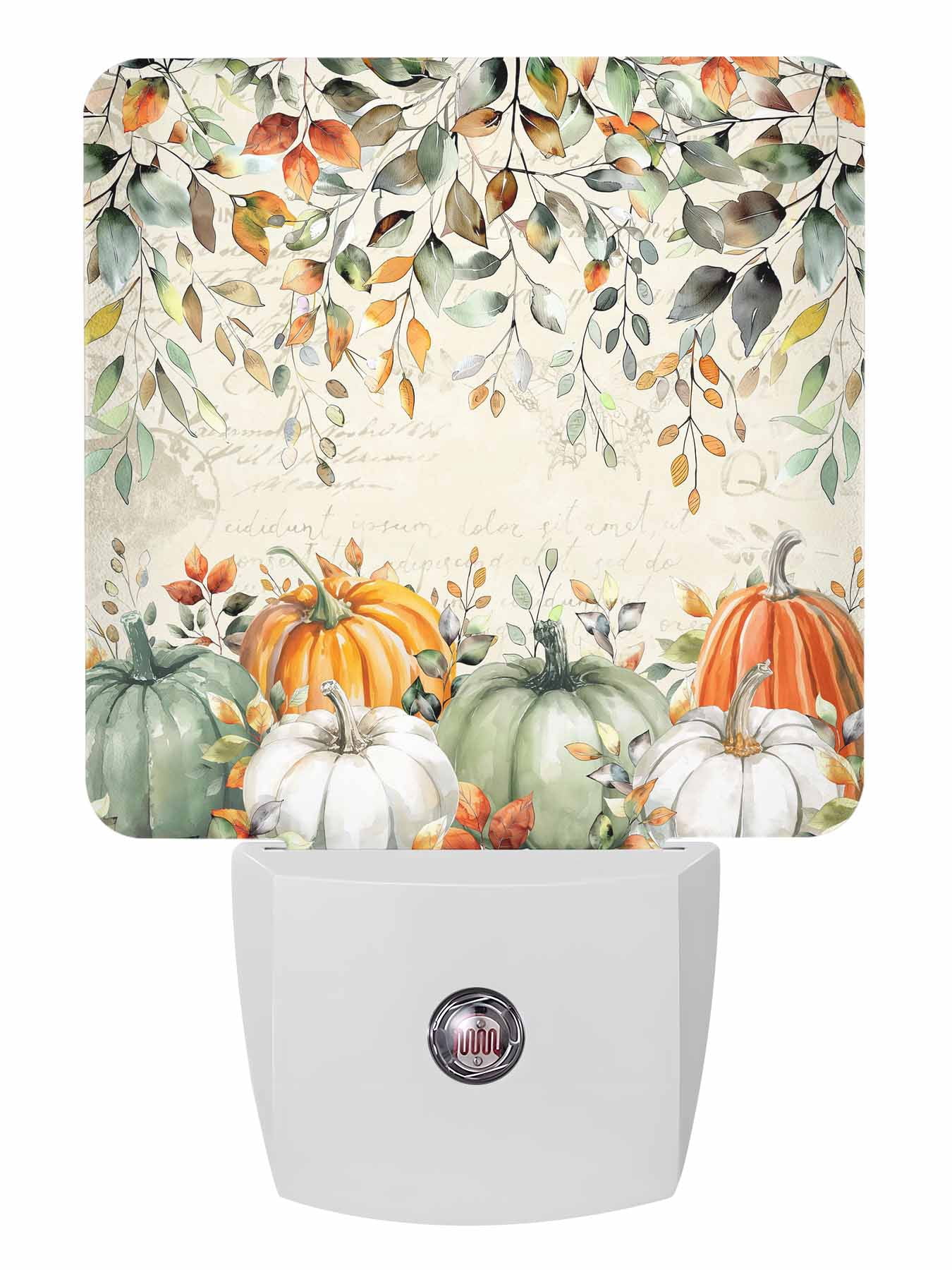 Fall Night Lights Auto Sensor Sage Green Pumpkin Plug-in LED ...