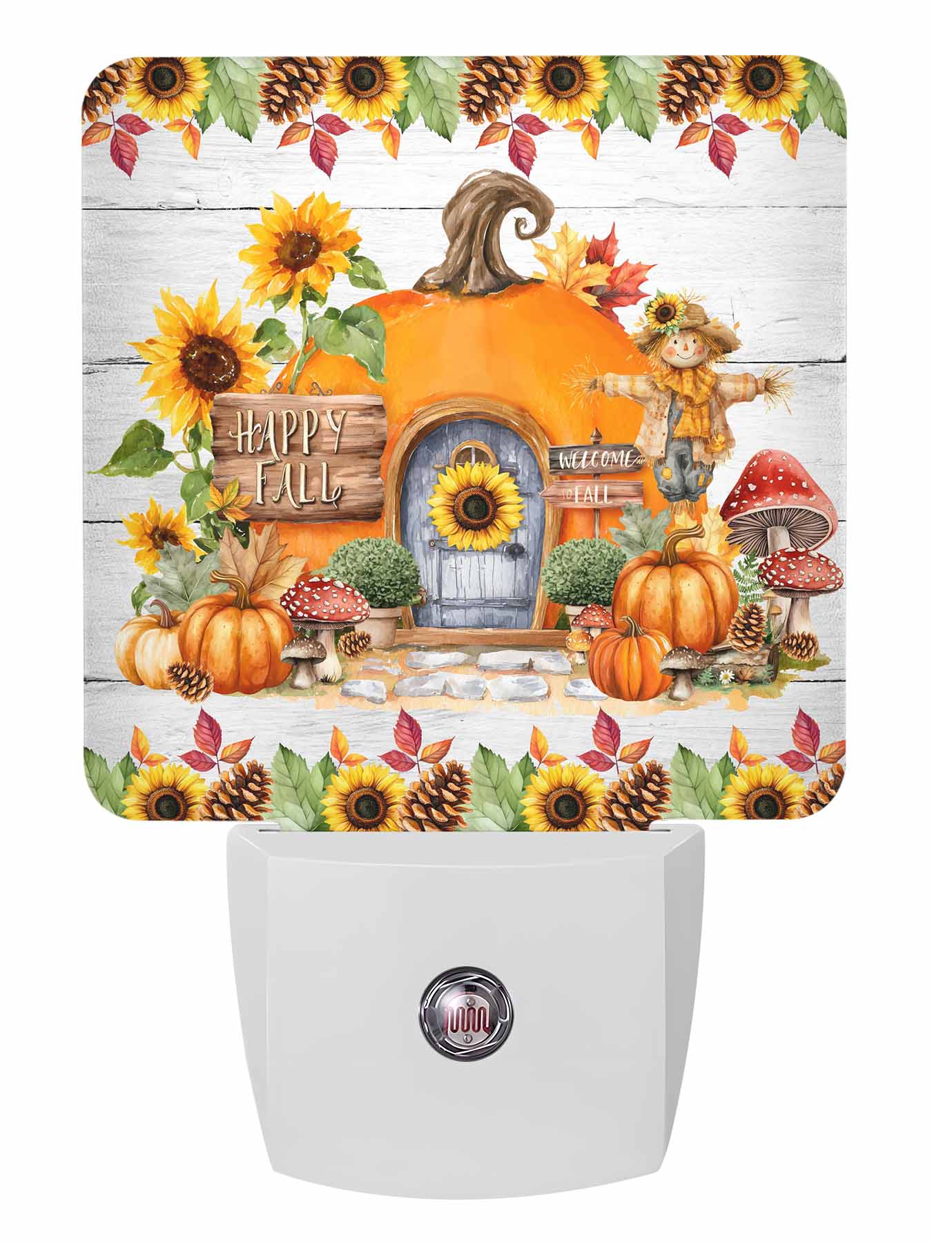 Fall Night Lights Auto Sensor Scarecrows Pumpkin Plug-in LED ...