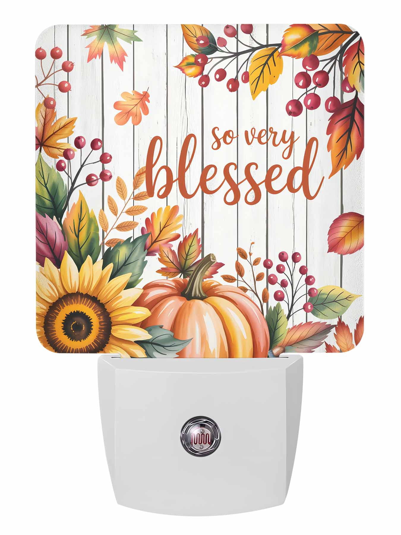 Fall Night Lights Auto Sensor Sunflower Pumpkin Plug-in LED Nightlights ...
