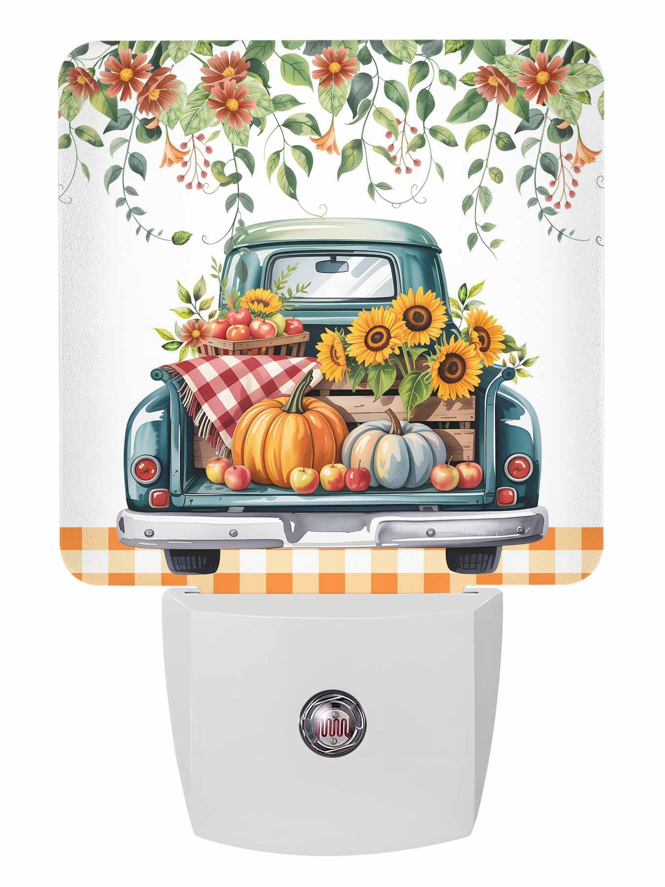 Fall Night Lights Auto Sensor Sunflower Pumpkin Truck Plug-in LED ...