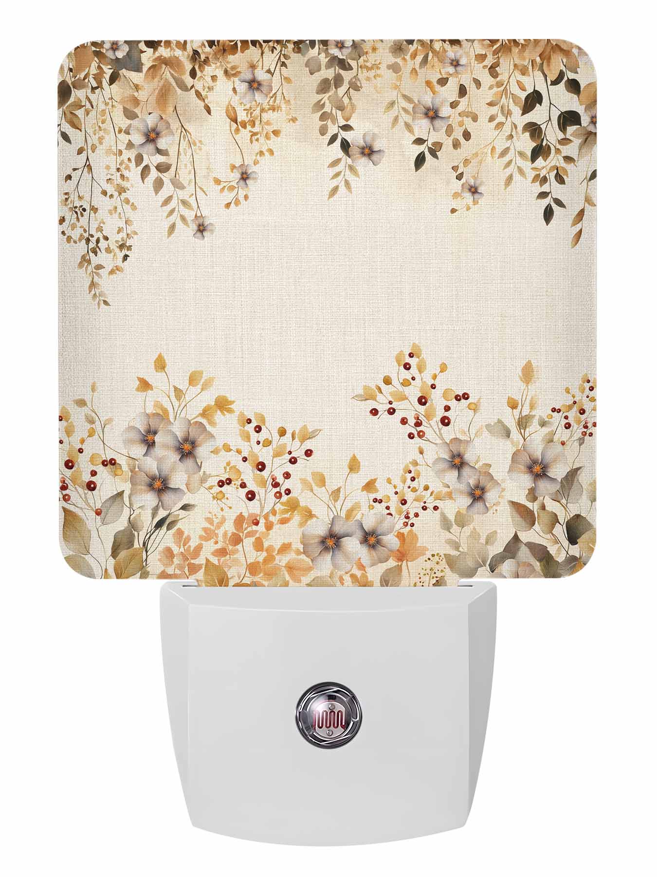 Fall Night Lights Auto Sensor Watercolor Wildflower Plug-in LED ...
