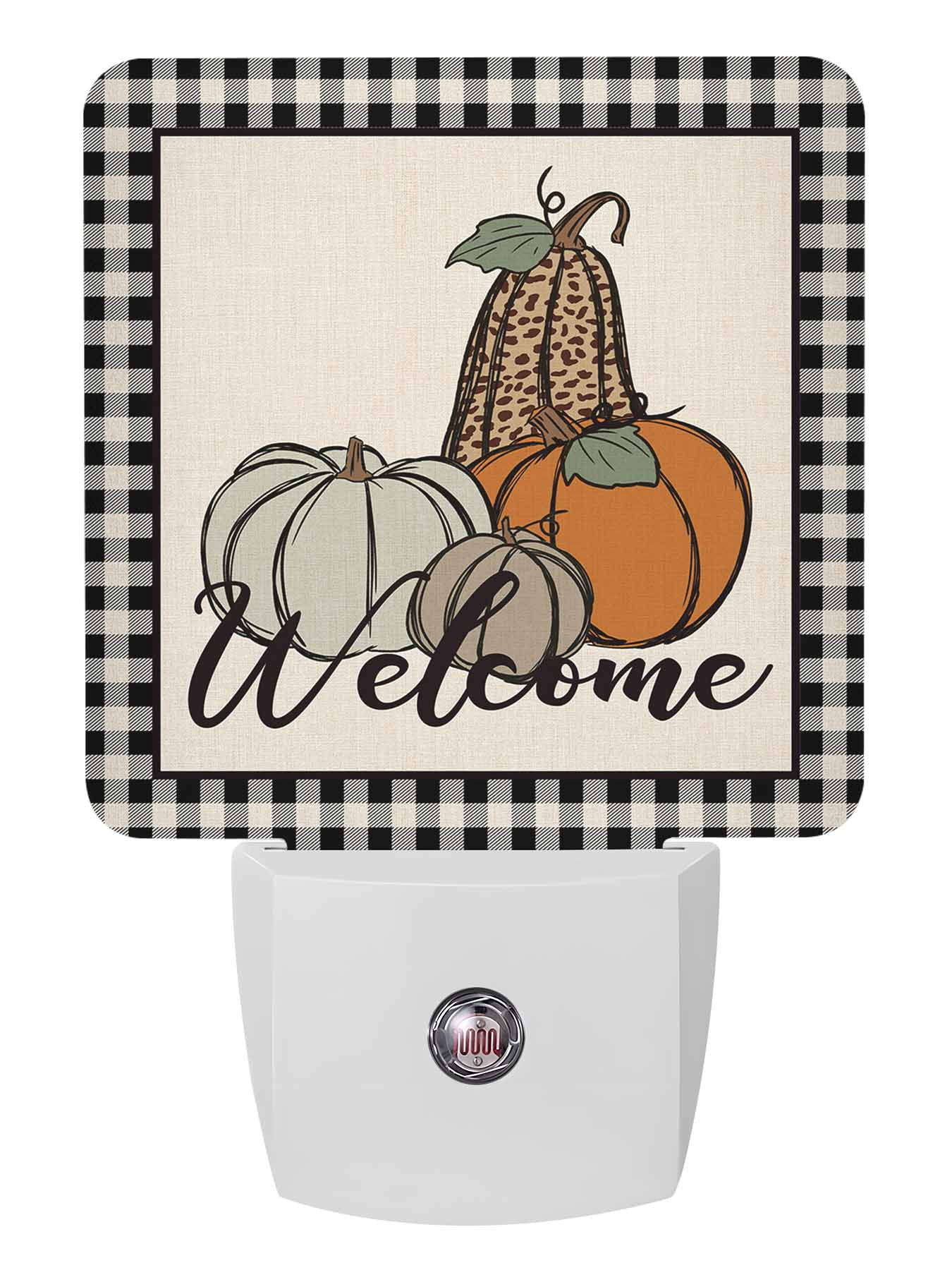 Fall Night Lights Auto Sensor Welcome Pumpkin Plug-in LED Nightlights ...