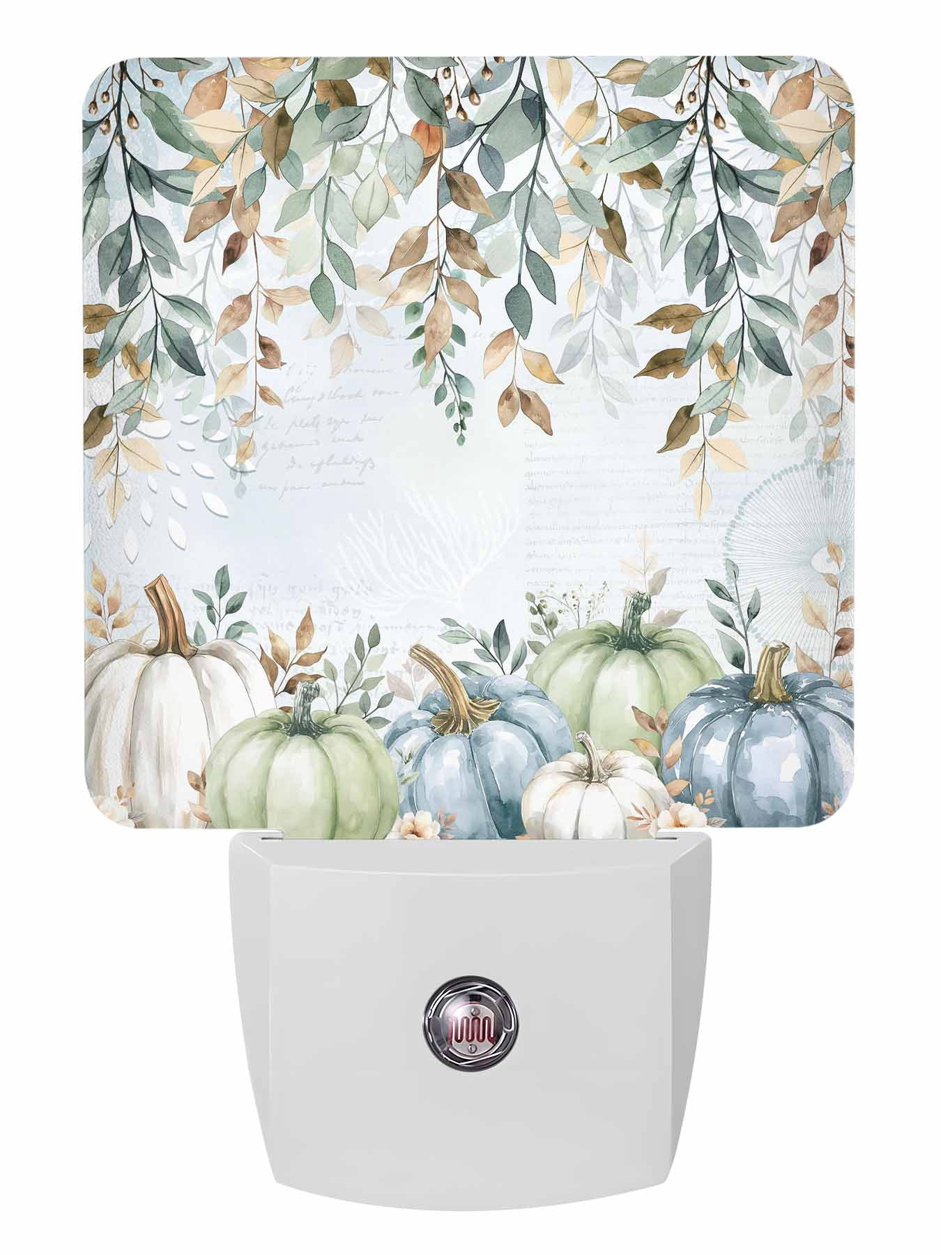 Fall Night Lights Auto Sensor White Blue Pumpkin Plug-in LED ...
