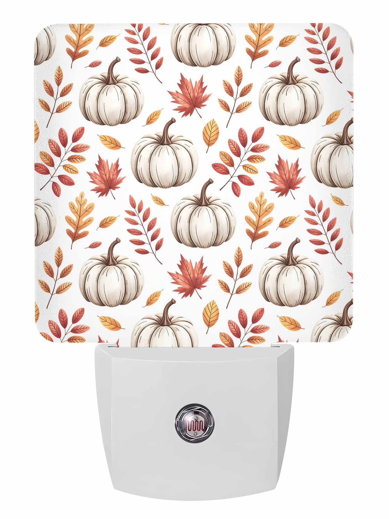 Fall Night Lights Auto Sensor White Pumpkin Plug-in LED Nightlights ...