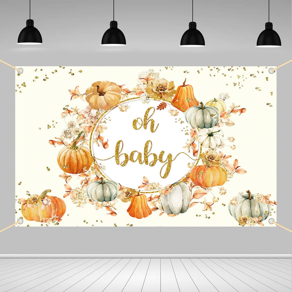 Fall Oh Baby Baby Shower Backdrop Pumpkins Baby Shower Photography ...
