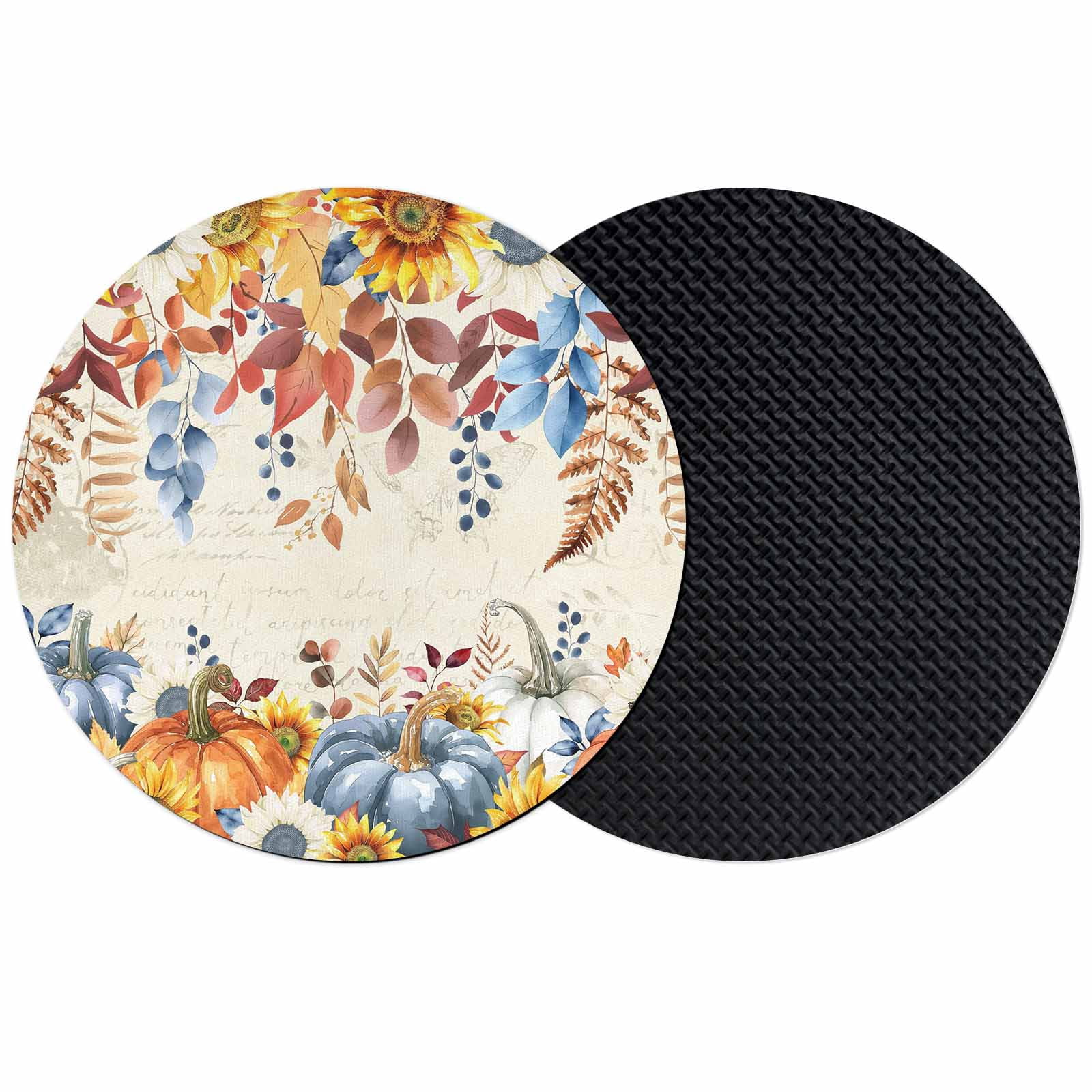 Fall Orange Blue Pumpkin Coasters Set of 2, Absorbent Coasters for ...