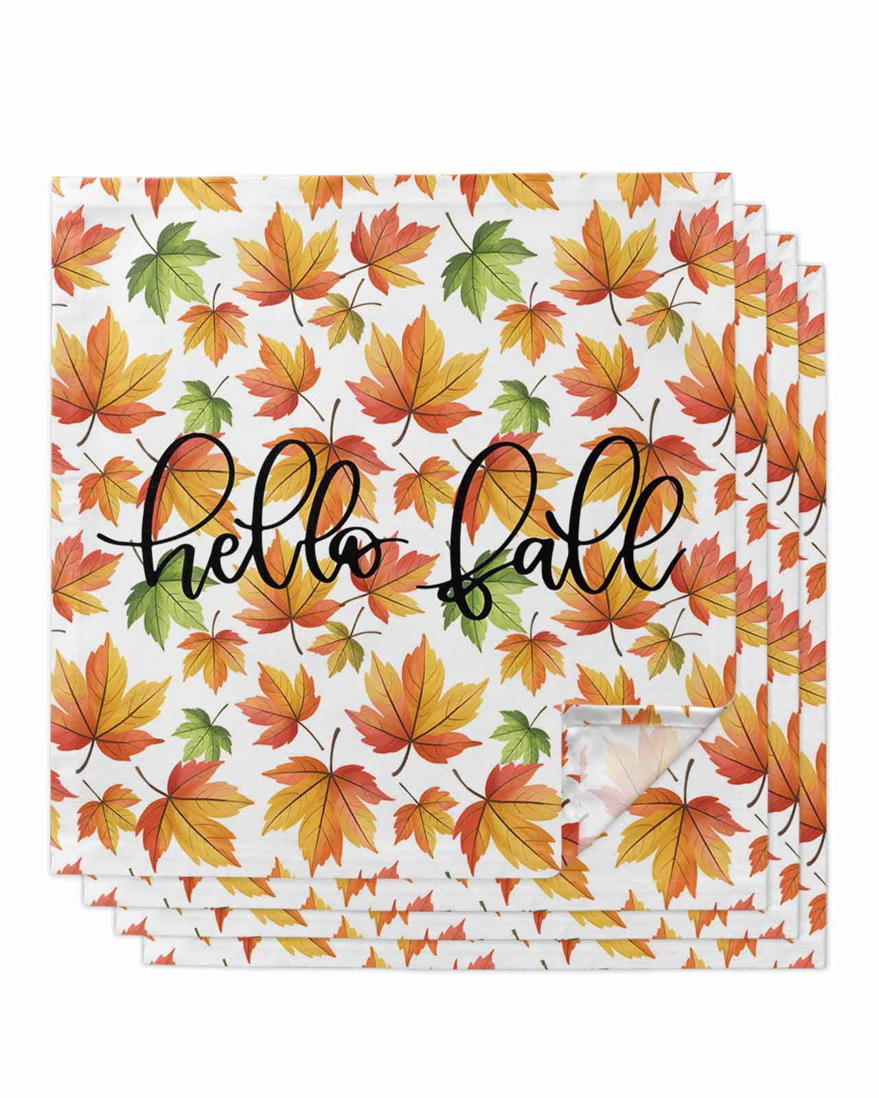 Fall Orange Maple Cloth Napkins Set of 4 Reusable Dinner Napkins ...