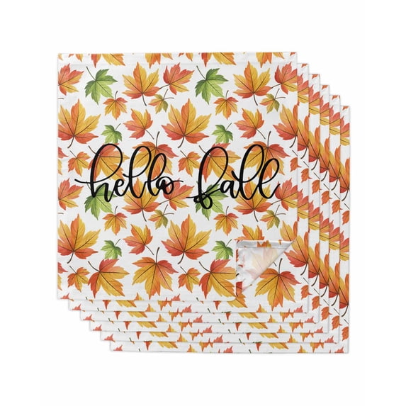 Fall Orange Maple Cloth Napkins Set of 6 Reusable Dinner Napkins ...