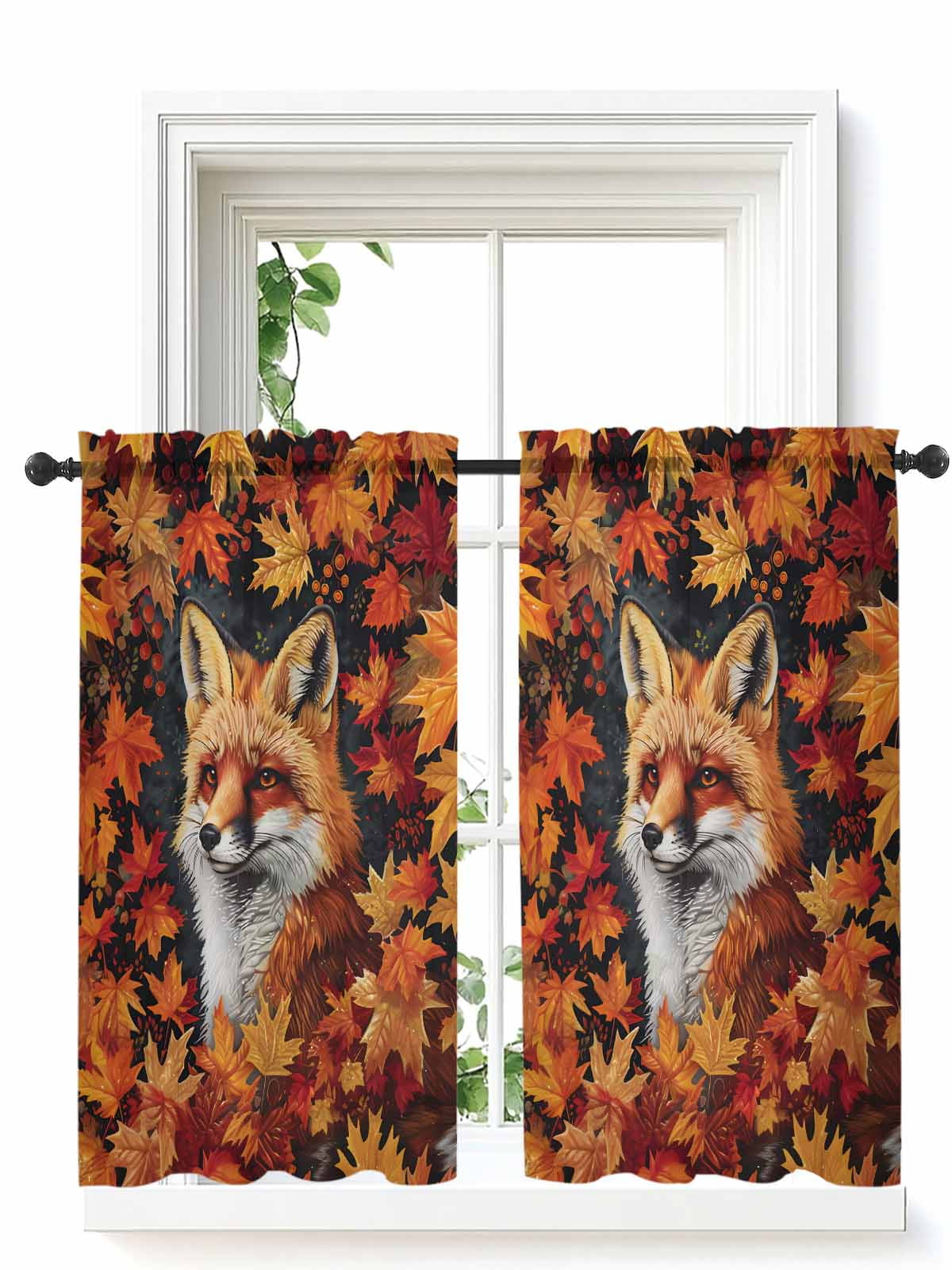 Fall Orange Maple Leaves Curtains 54 Inch Length, Sheer Curtains for ...