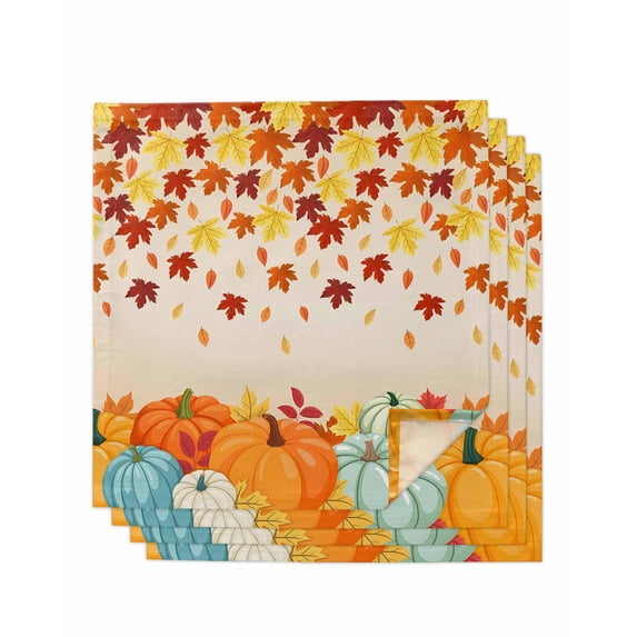Fall Orange Pumpkins Cloth Napkins Set of 4 Reusable Dinner Napkins ...
