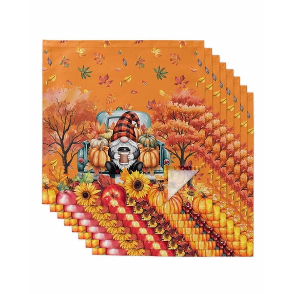 Fall Orange Pumpkins Cloth Napkins Set of 8 Reusable Dinner Napkins ...