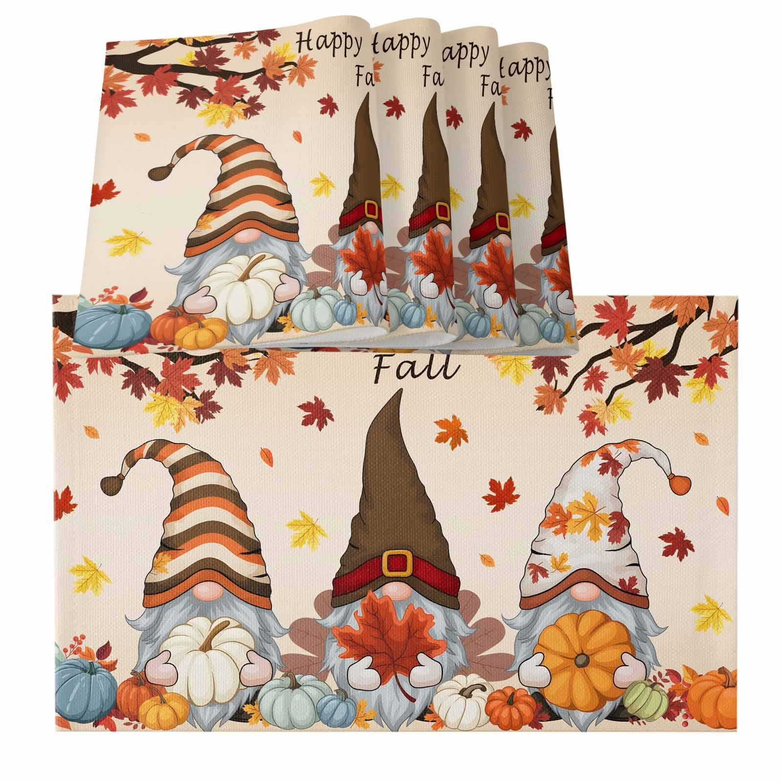Fall Orange Pumpkins Thanksgiving Gnomes Autumn Maple Leaf Burlap ...