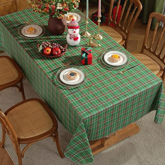 Fall Orange Rectangle Tablecloth Buffalo Plaid Vinyl Table Cover ...