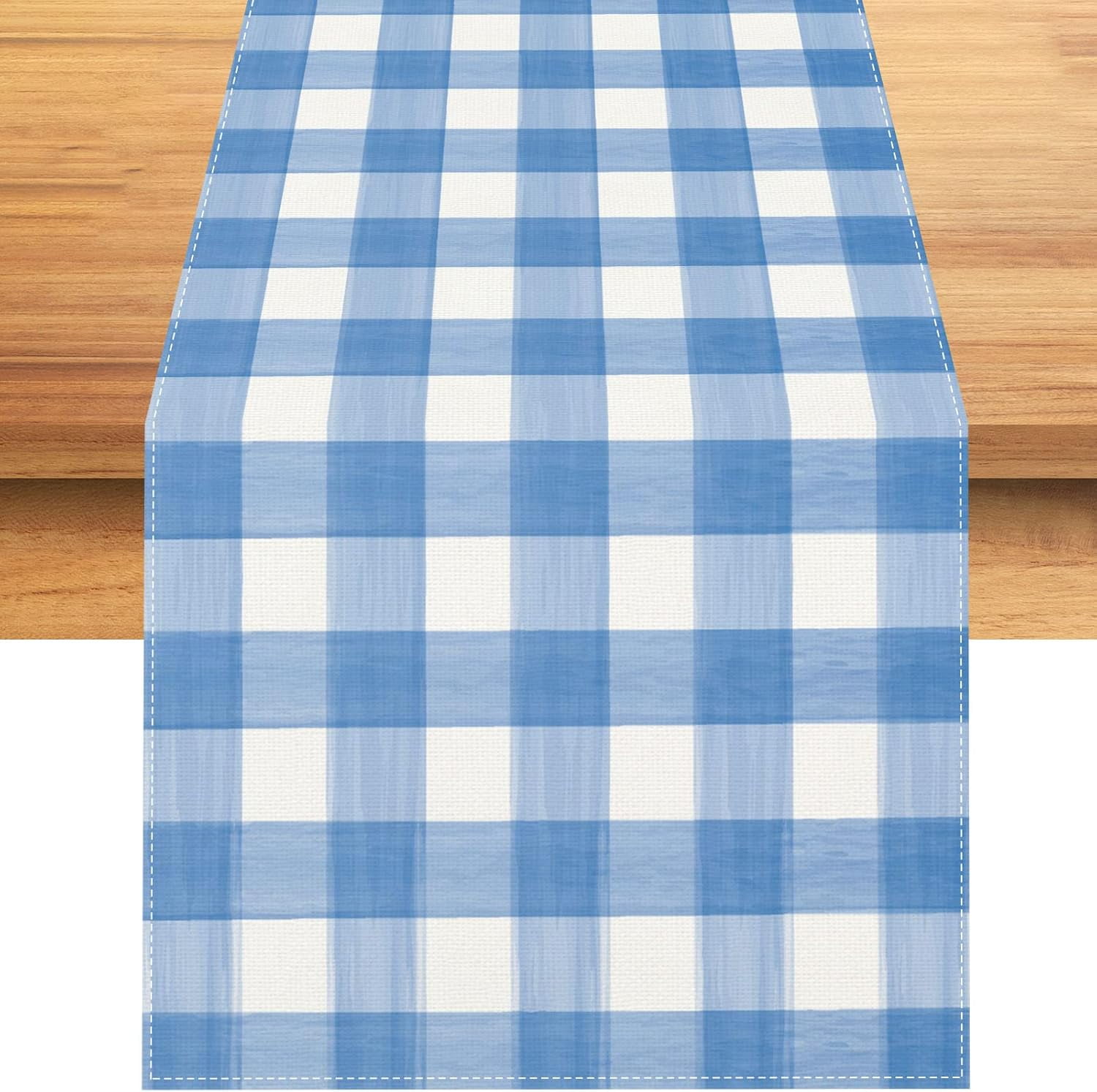 Fall Orange White Buffalo Check Plaid Linen Table Runner Party r Autumn Harvest Kitchen Table ...