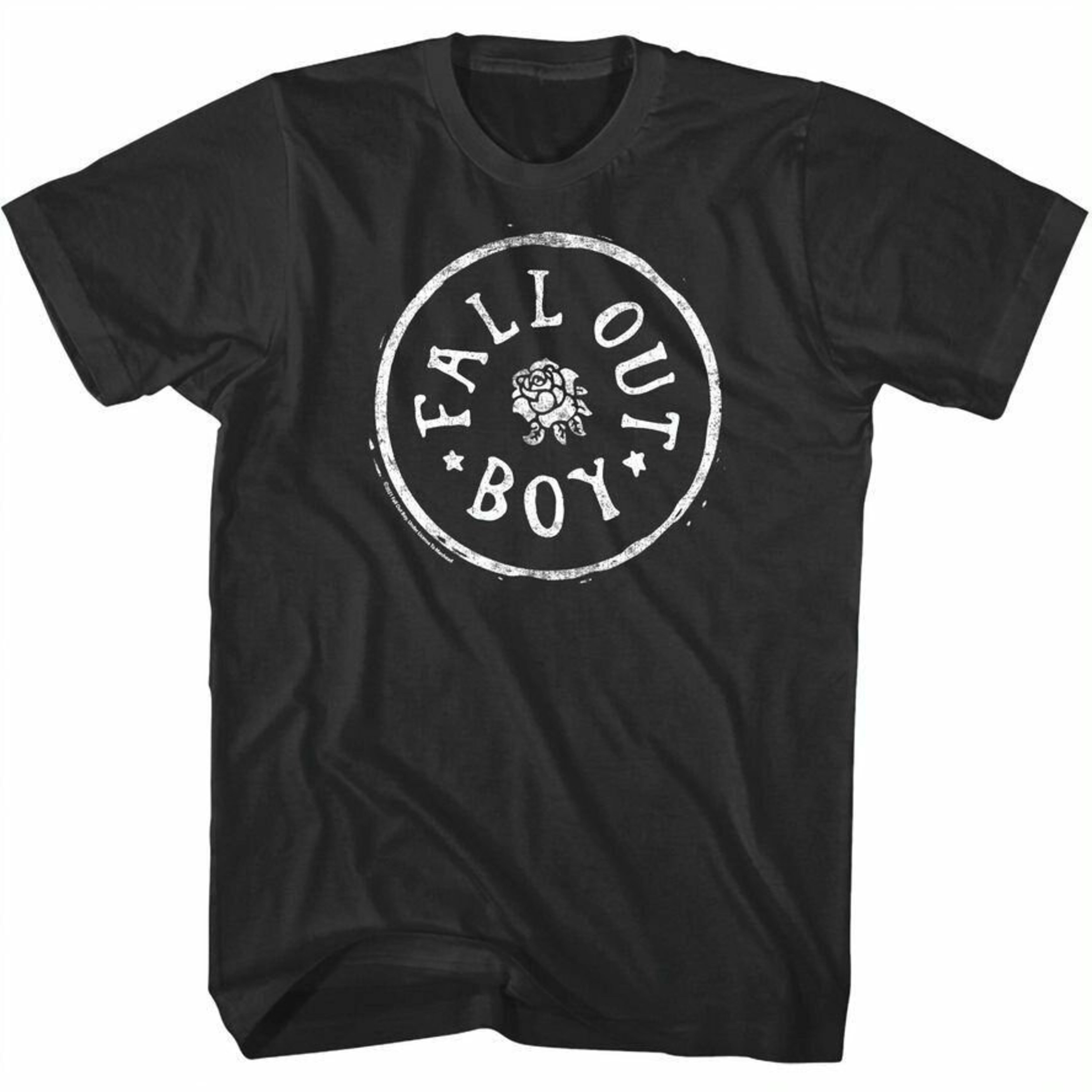 Fall Out Boy Men's T-Shirt Circle Rose Stamp Logo Graphic Tee Alt Punk Rock Band Concert Tour ...