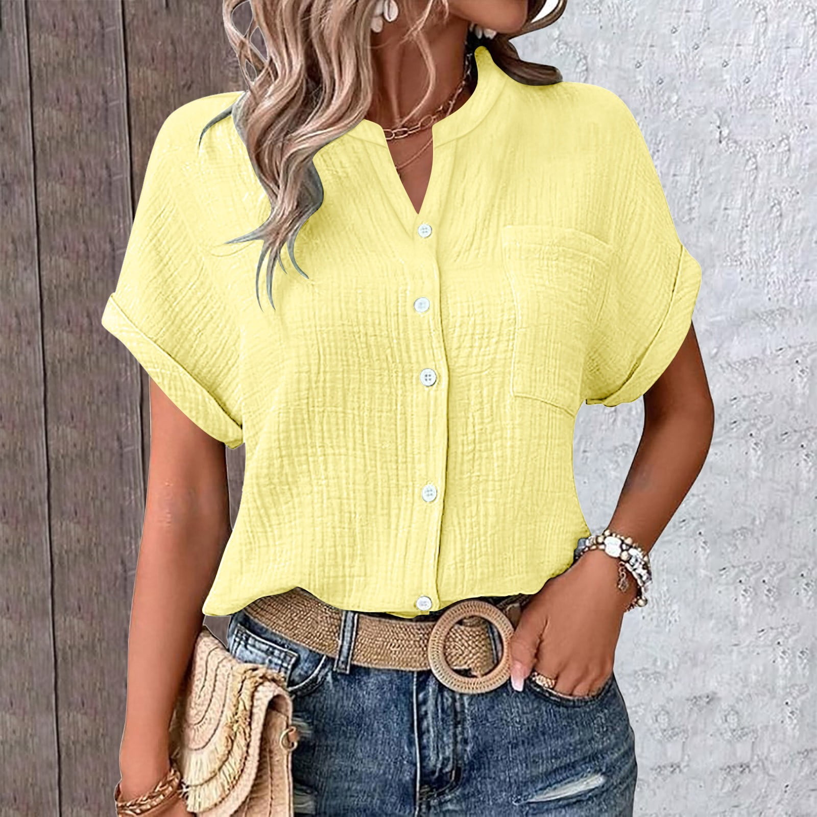 Fall Outfits For Women 2025 Casual Batwing Sleeve Blouse, Pocket ...