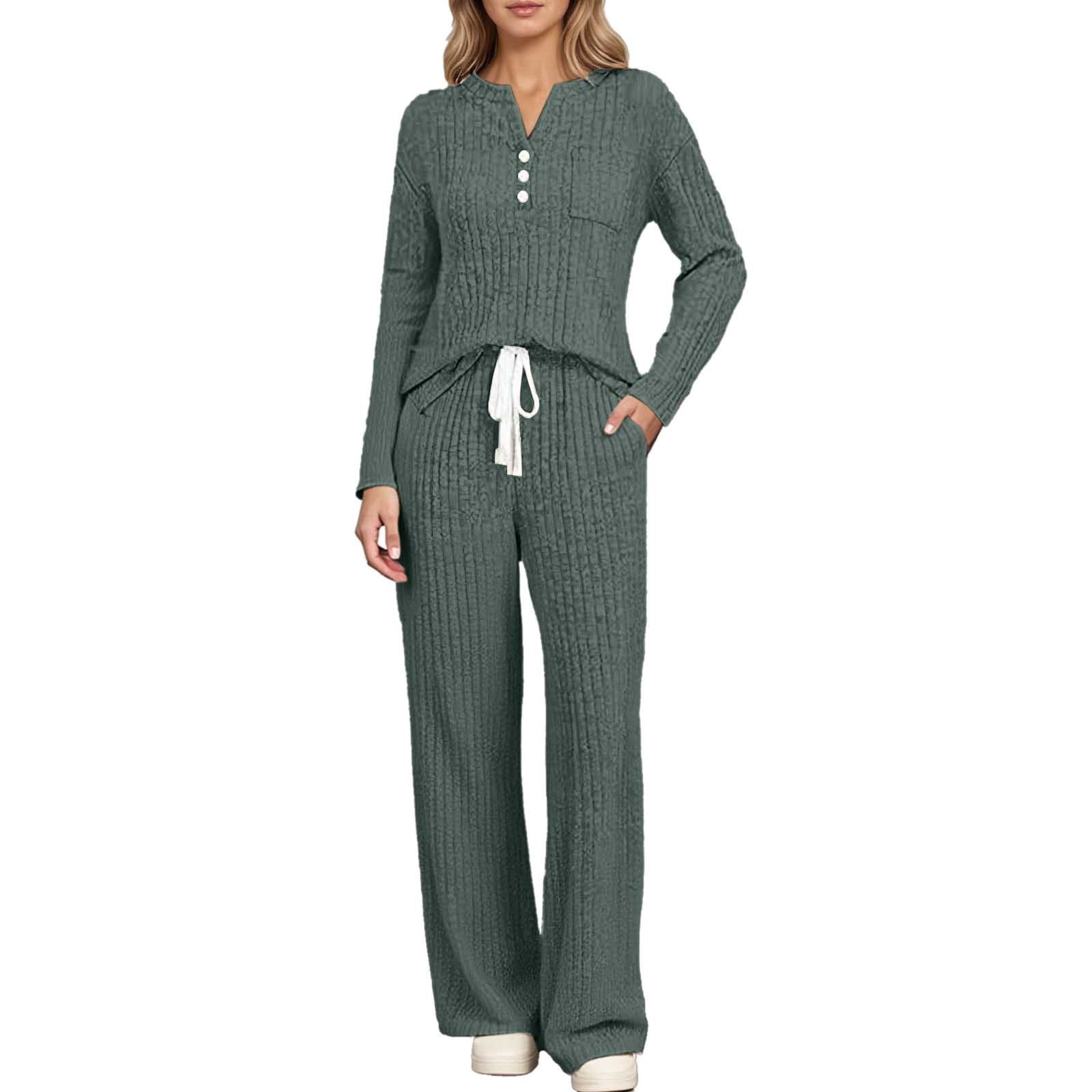 Fall Outfits for Women 2025 3 Button V Neck Knitted Sweater with Front ...