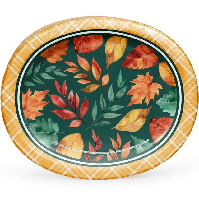 Fall Oval Paper Plates – 10" x 12", 50 Count, Cut-Resistant ...