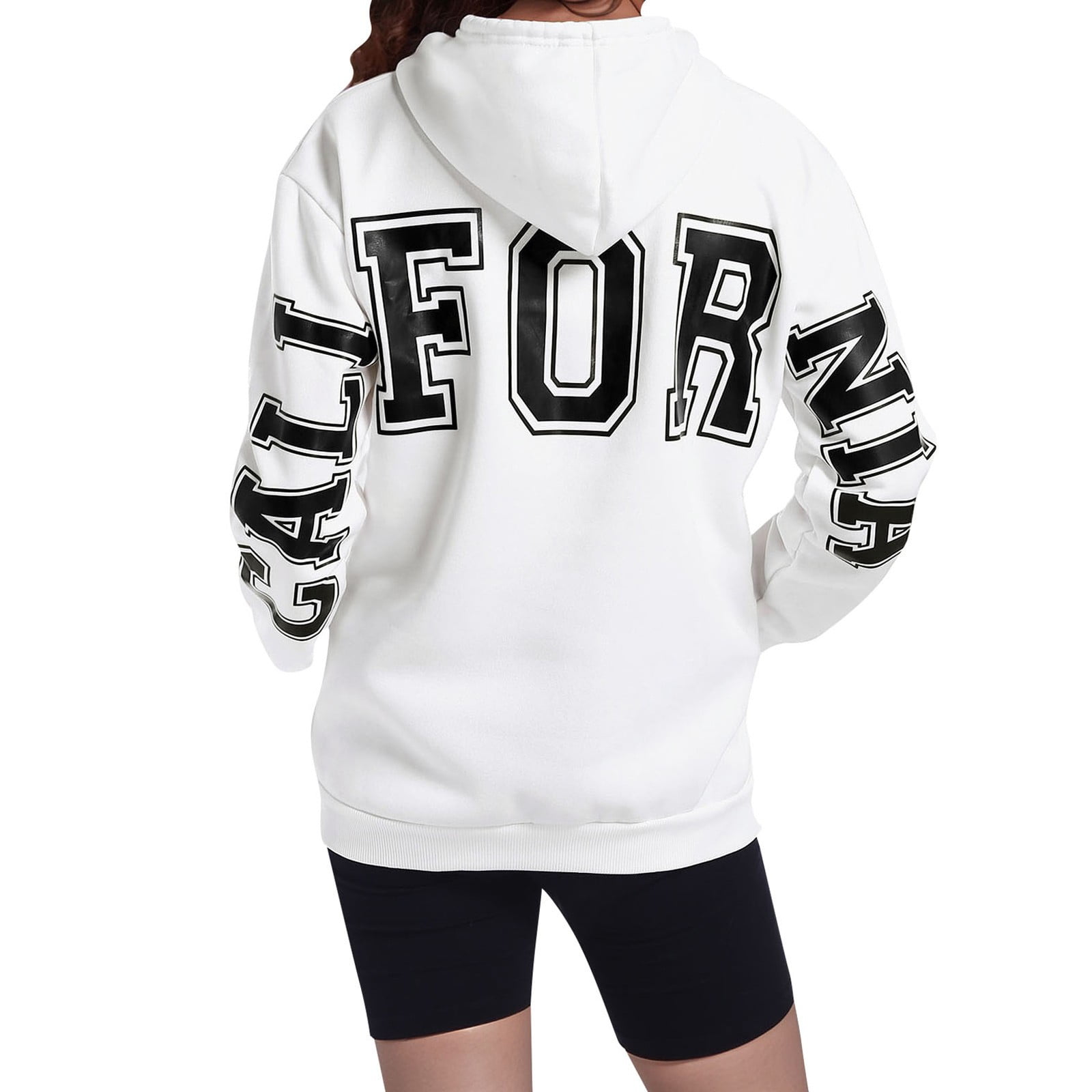 Fall Oversize Hoodies For Women Back Letter Print Long Sleeve Hooded ...