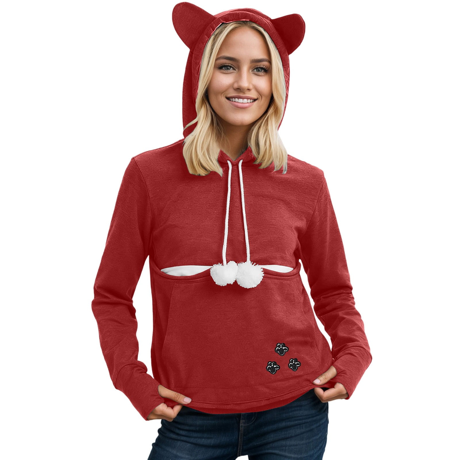 Fall Oversize Hoodies For Women Cute Bear Ear Hooed Fleece Lined ...