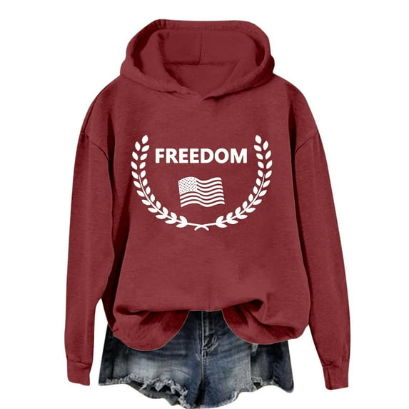 Fall Oversize Hoodies For Women Prayer Patriotic Fleece Casual Letter ...