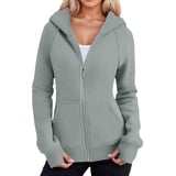 Fall Oversize Hoodies For Women Zip Up Fleece Jacket Solid Thermal ...