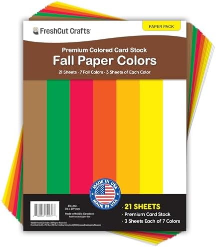 Fall Paper Colors, 21 Cardstock Sheets in 7 Autumn Colors, Double-Sided ...