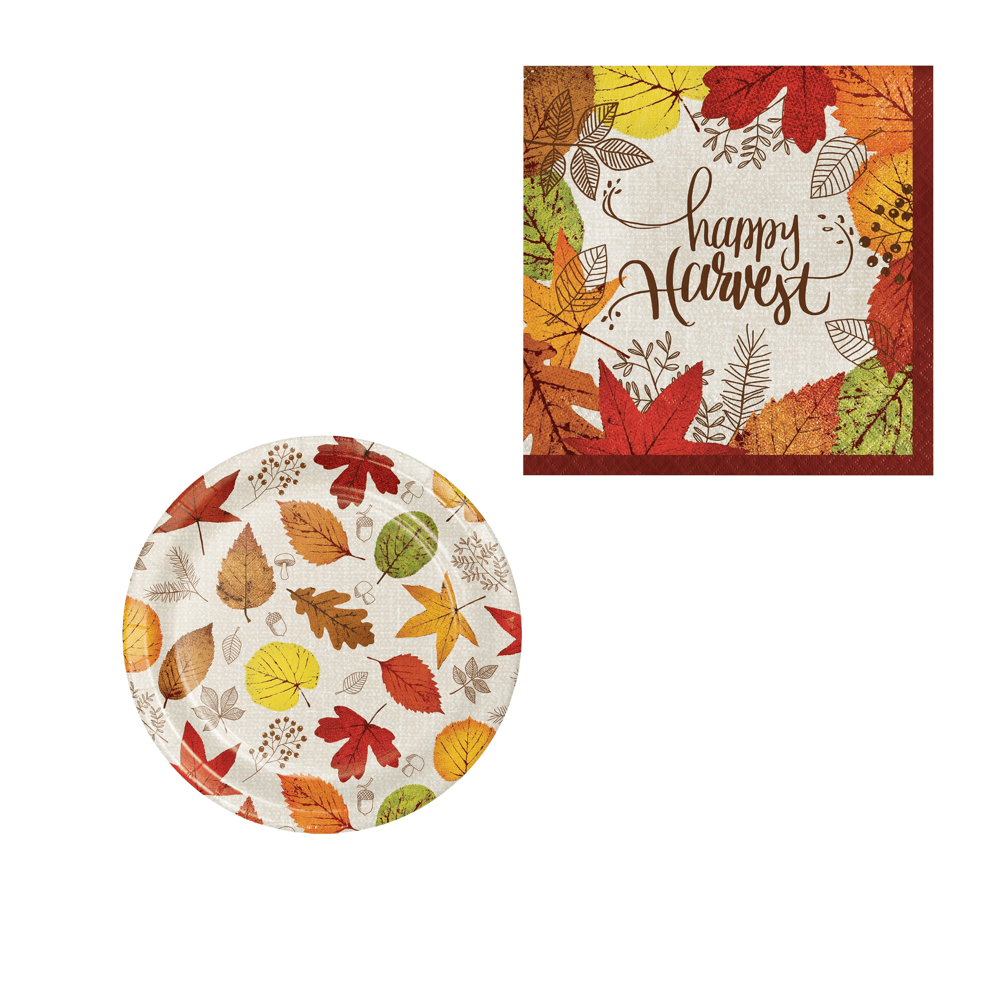Fall Paper Plates and Napkins Thanksgiving Happy Harvest Lunch Napkins ...