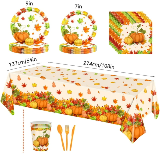Fall Party Supplies Serves 16, 133Pcs Fall Thanksgiving Party Plates ...