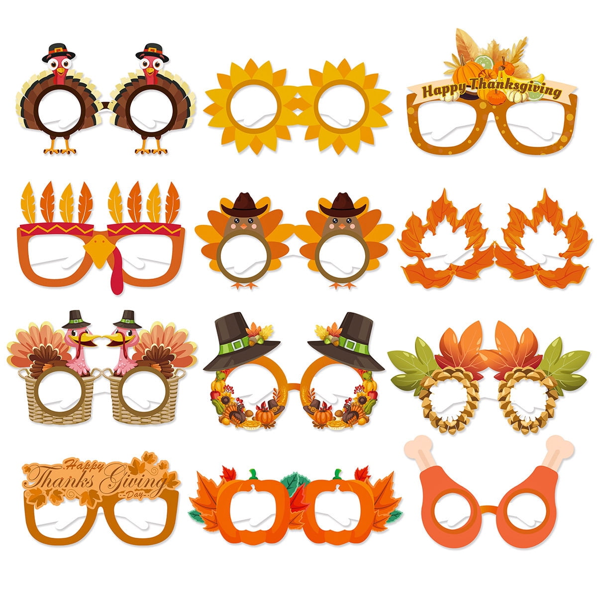 Fall Party Themed Eyeglasses;Autumn Thanksgiving Photo Booth Props ...