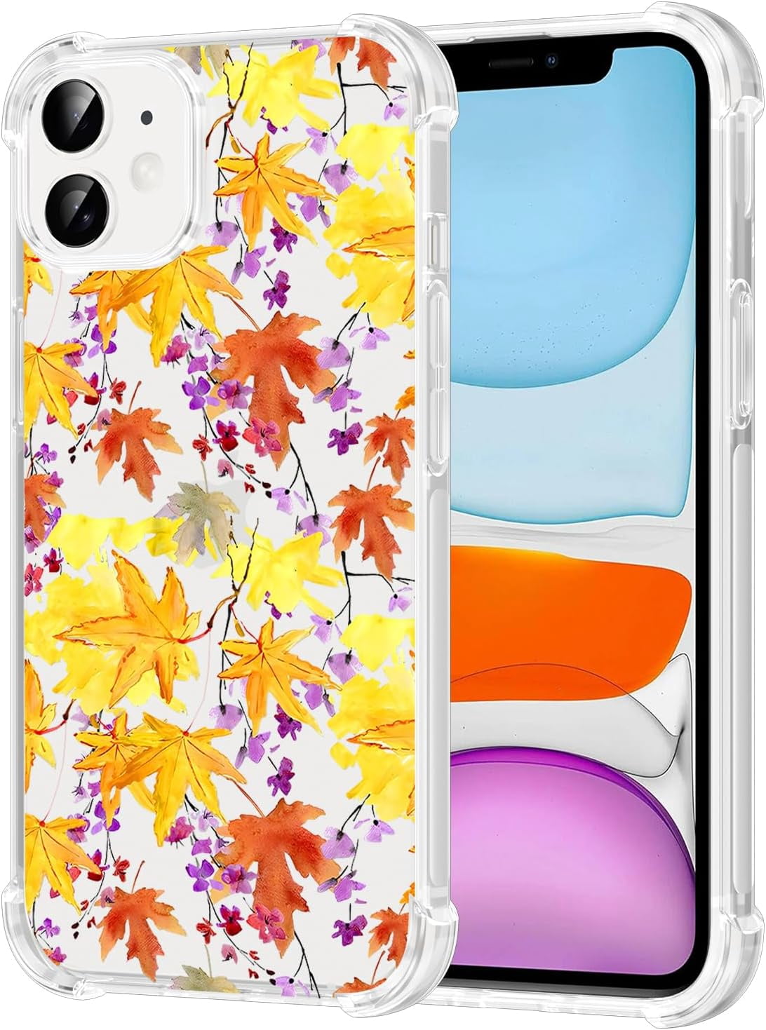 Fall Phone Case for iPhone 11 Cute Clear Autumn Leaves Case 6.1 ...