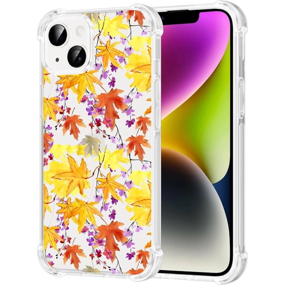 Fall Phone Case for iPhone 14 Plus Cute Clear Autumn Leaves Case 6.7 ...