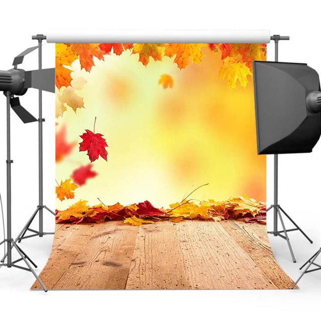 Fall Photo Maple Leaf Booth Background for Photography Wood Floor ...
