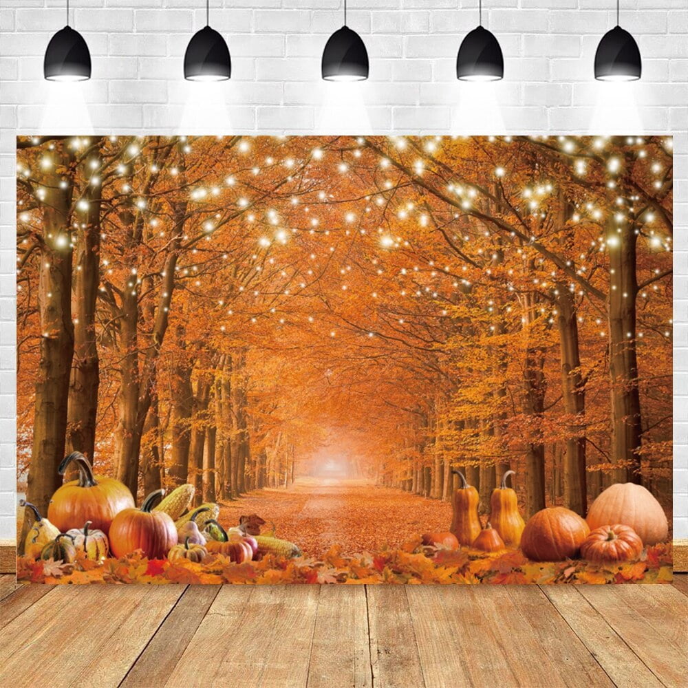 Fall Photography Backdrop Autumn Maple Forest Leaves Pumpkin Background ...