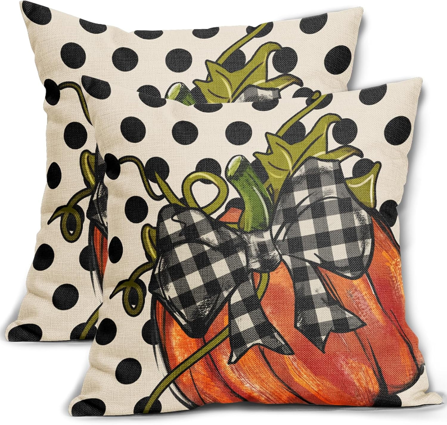 Fall Pillow Covers 16x16 Set of 2 Thanksgiving Orange Pumpkin Throw ...