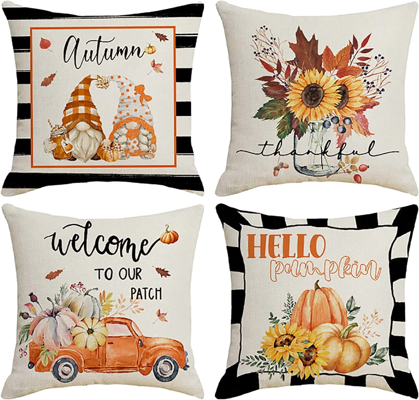 Fall Pillow Covers 18x18 for Home Decor Throw Pillows with Gnome Maple ...