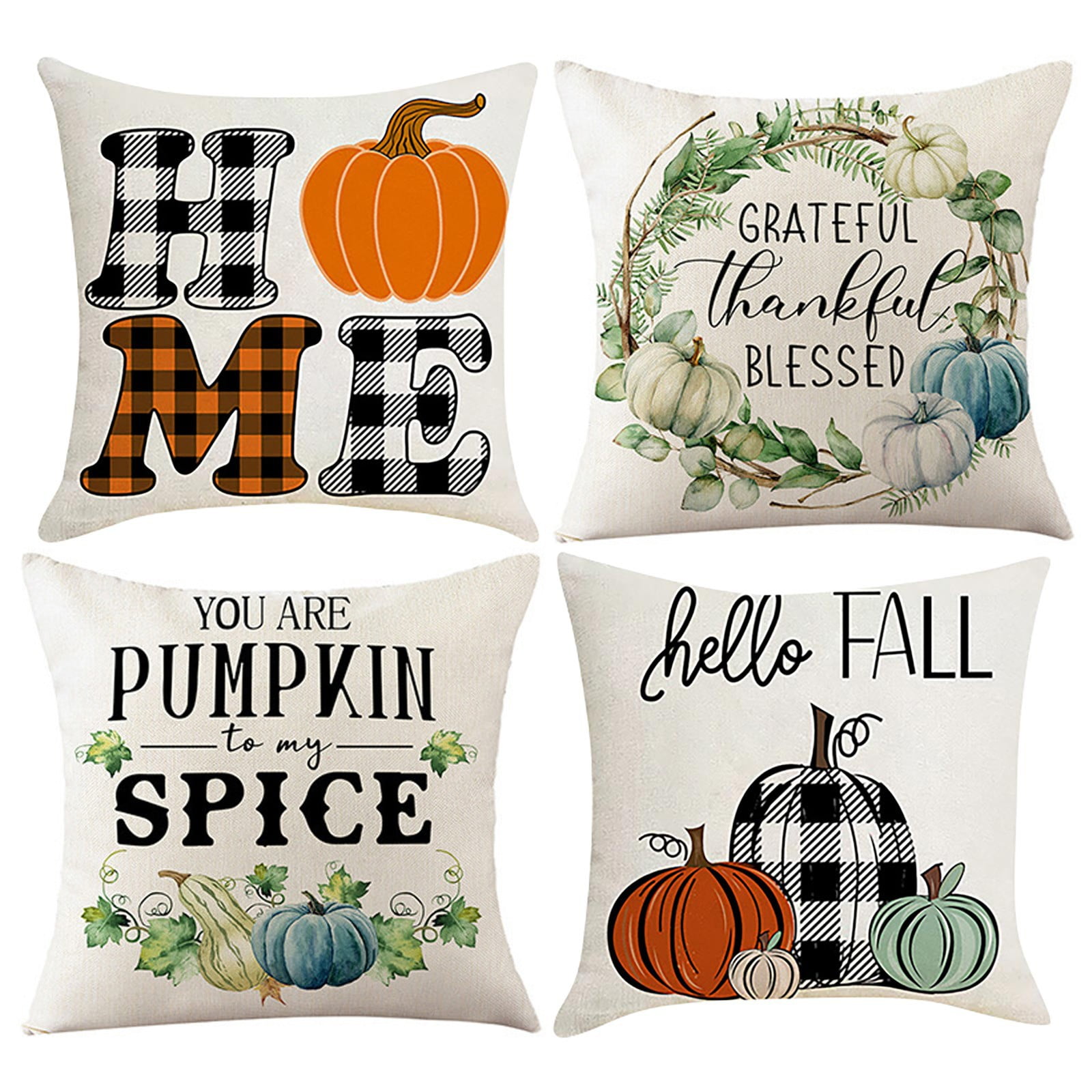 Fall Pillow Covers 18x18 Set of 4 for Fall Decor Pumpkin Maple Leaves ...