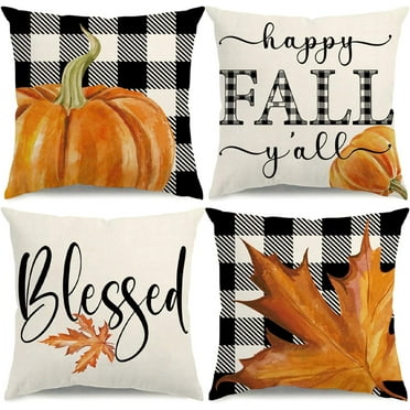 4 Pack Fall Sofa Decorative Accent Pillow Cases, 18x18 Farmhouse ...