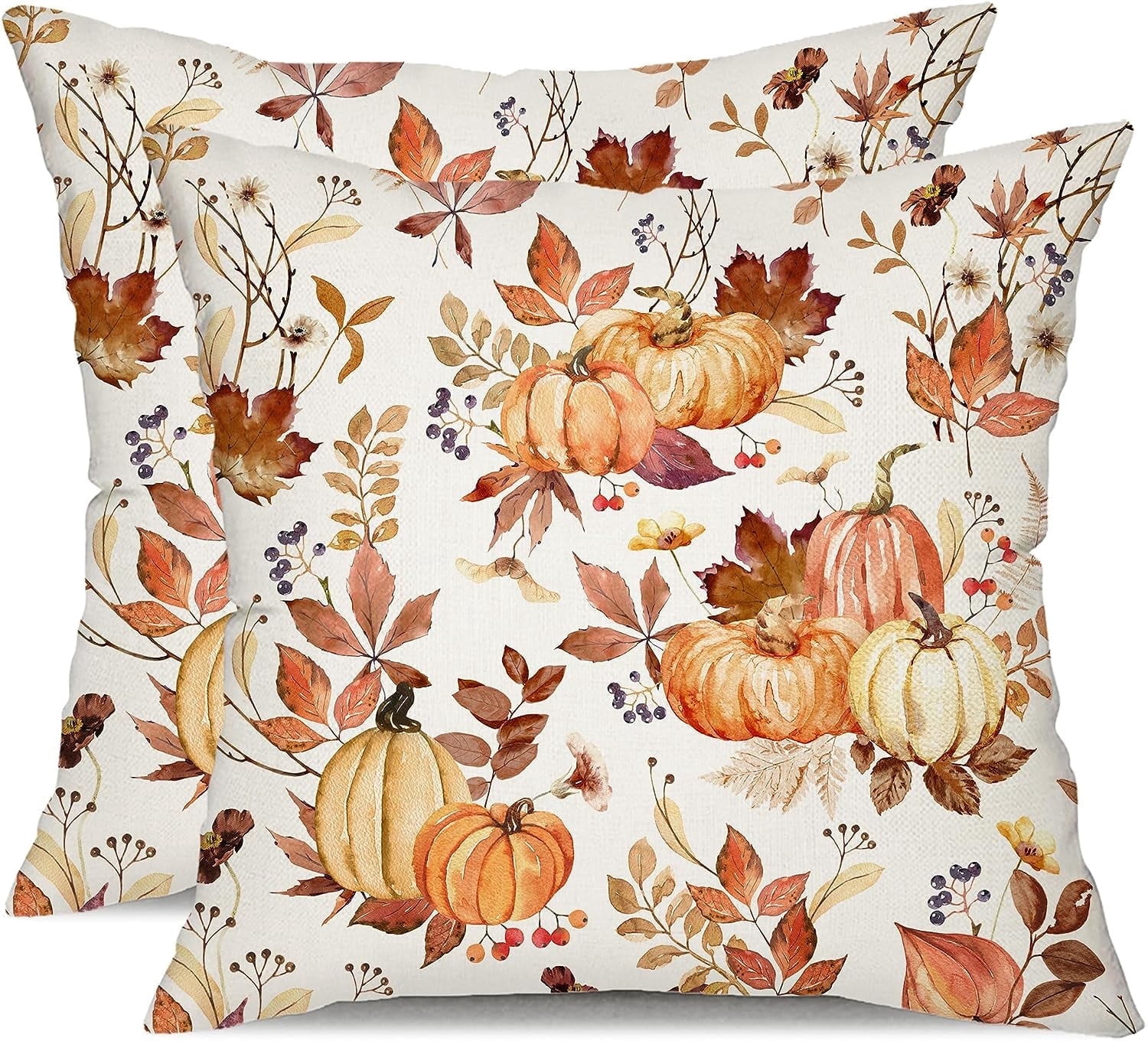 Fall Pillow Covers 18x18 inch Set of 2 Pumpkin Maple Leaf Flower ...