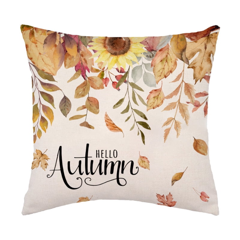 Fall Pillow Covers 18x18inch for Fall Decor Pumpkin Maple Leaves ...