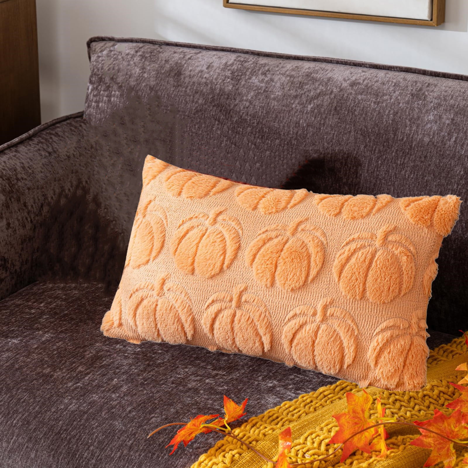 Fall Pillowcase, autumn decorative, fall orange pumpkin throw ...