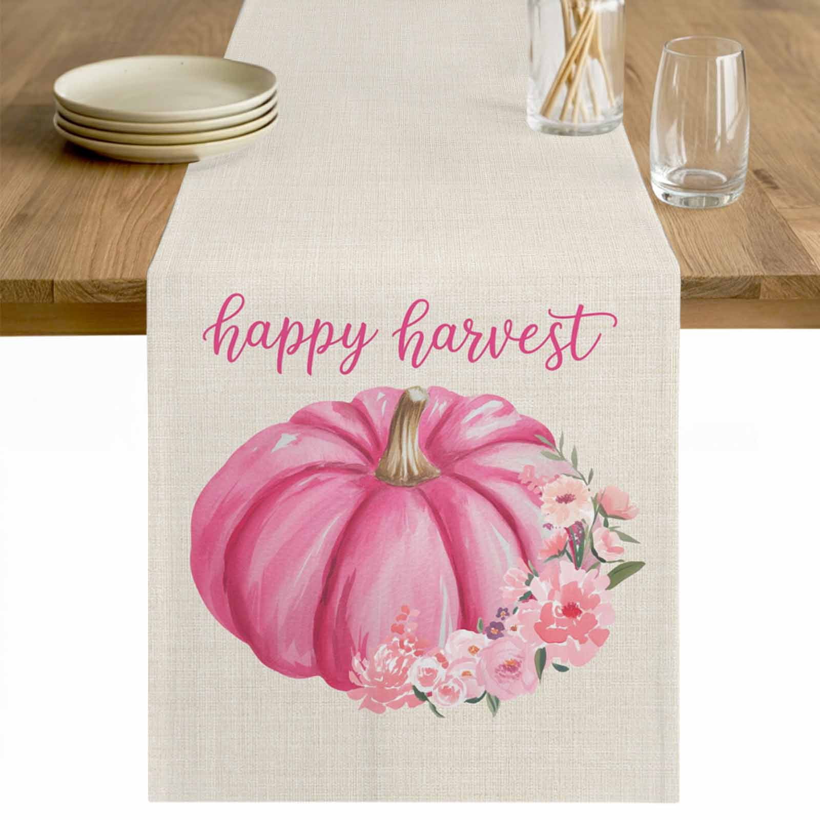 Fall Pink Pumpkins Table Runner 120 Inches Long Farmhouse Dress Scarves ...