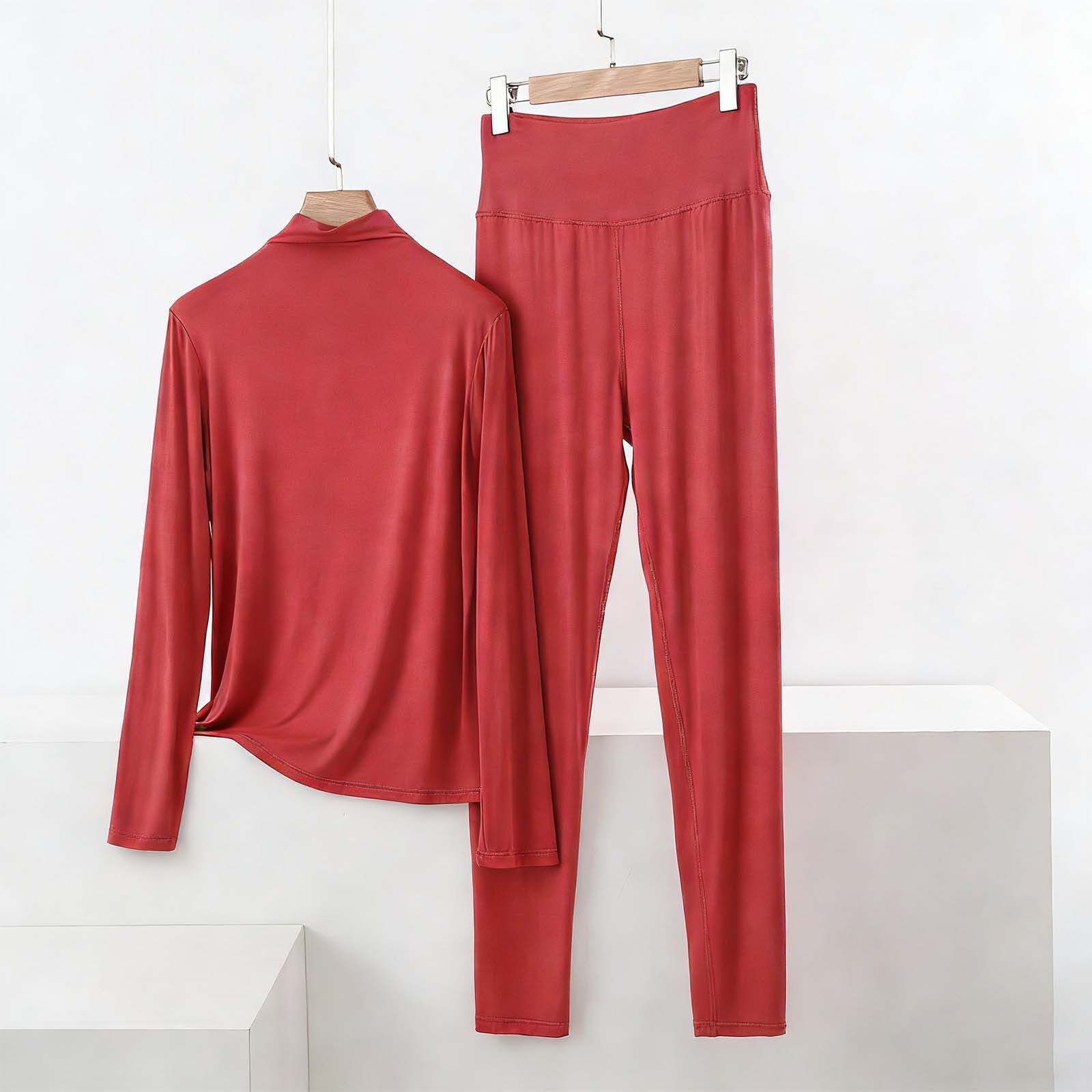 Fall Pjs for Women Set New Womens Turtleneck Pajamas Set Casual Solid ...