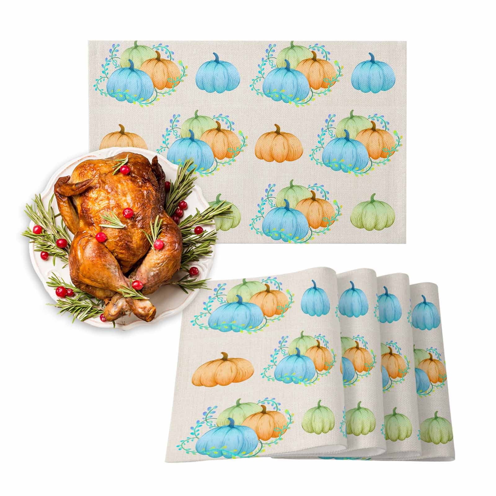 Fall Placemat Autumn Pumpkin Vane Thanksgiving Placemats for Dining ...