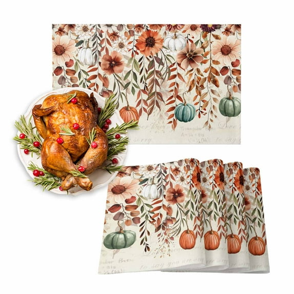 Fall Placemat Harvest Pumpkin Thanksgiving Placemats for Dining Table ...