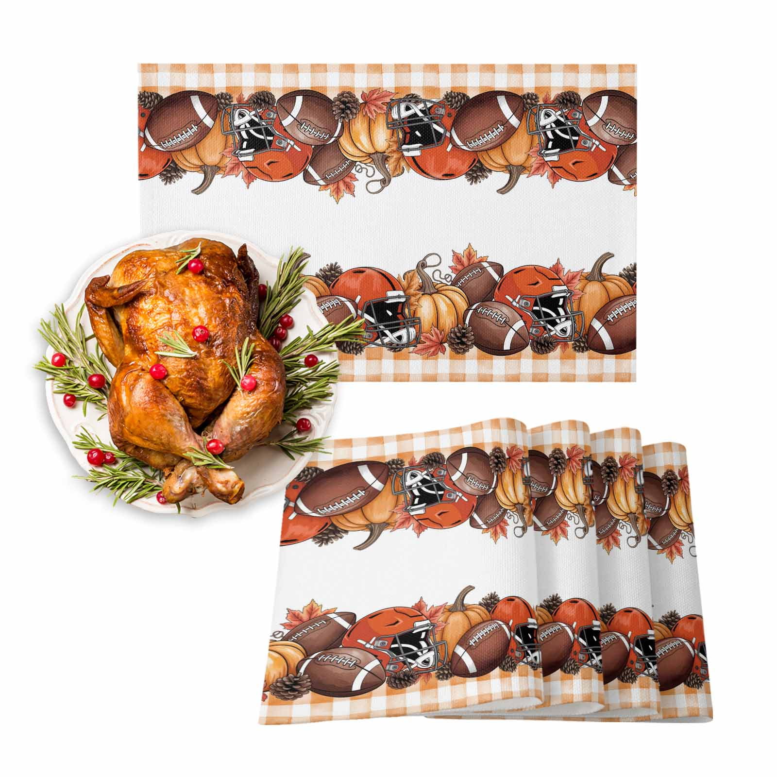 Fall Placemat Orange Pumpkin Thanksgiving Placemats for Dining Table ...