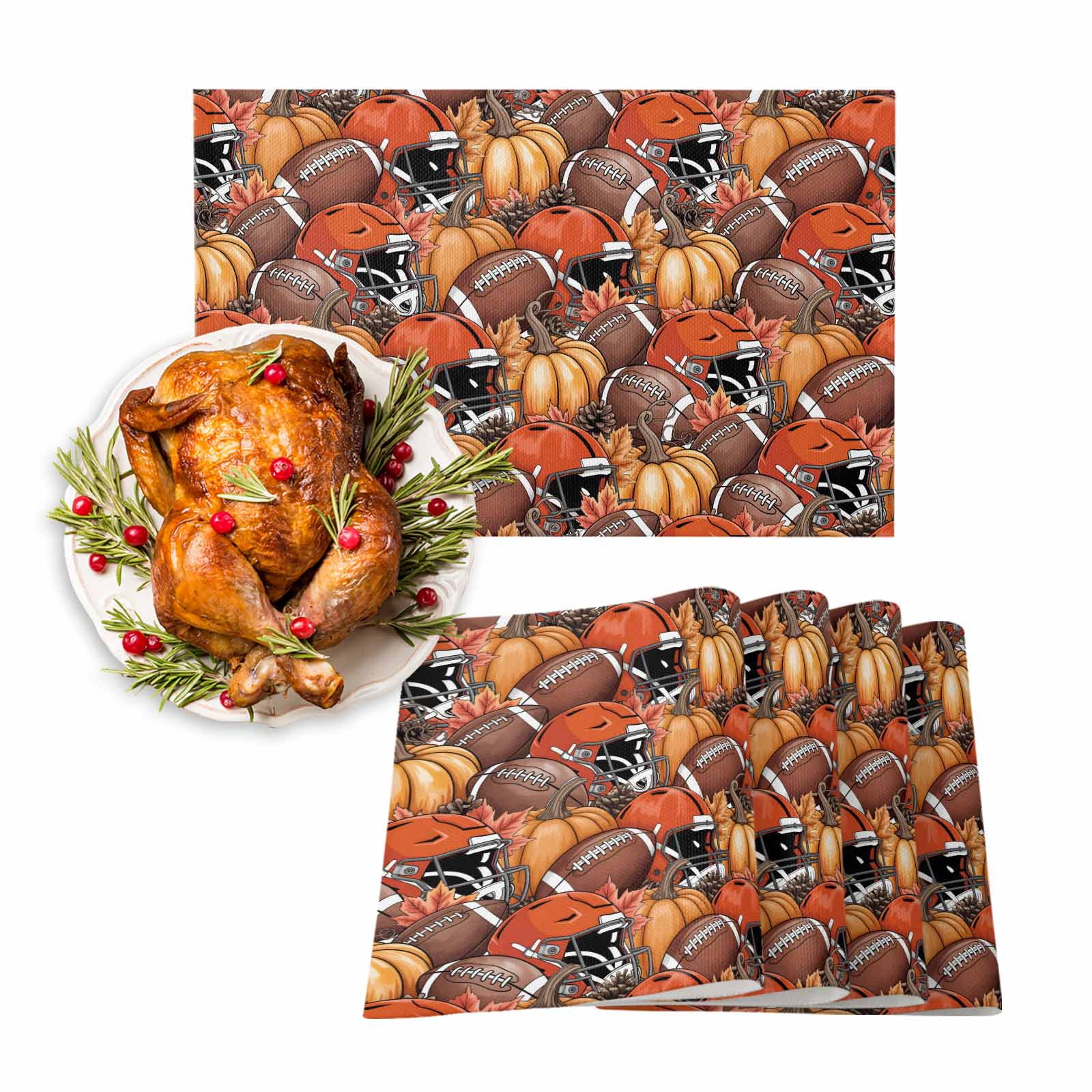 Fall Placemat Pumpkin Thanksgiving Placemats for Dining Table Maple ...