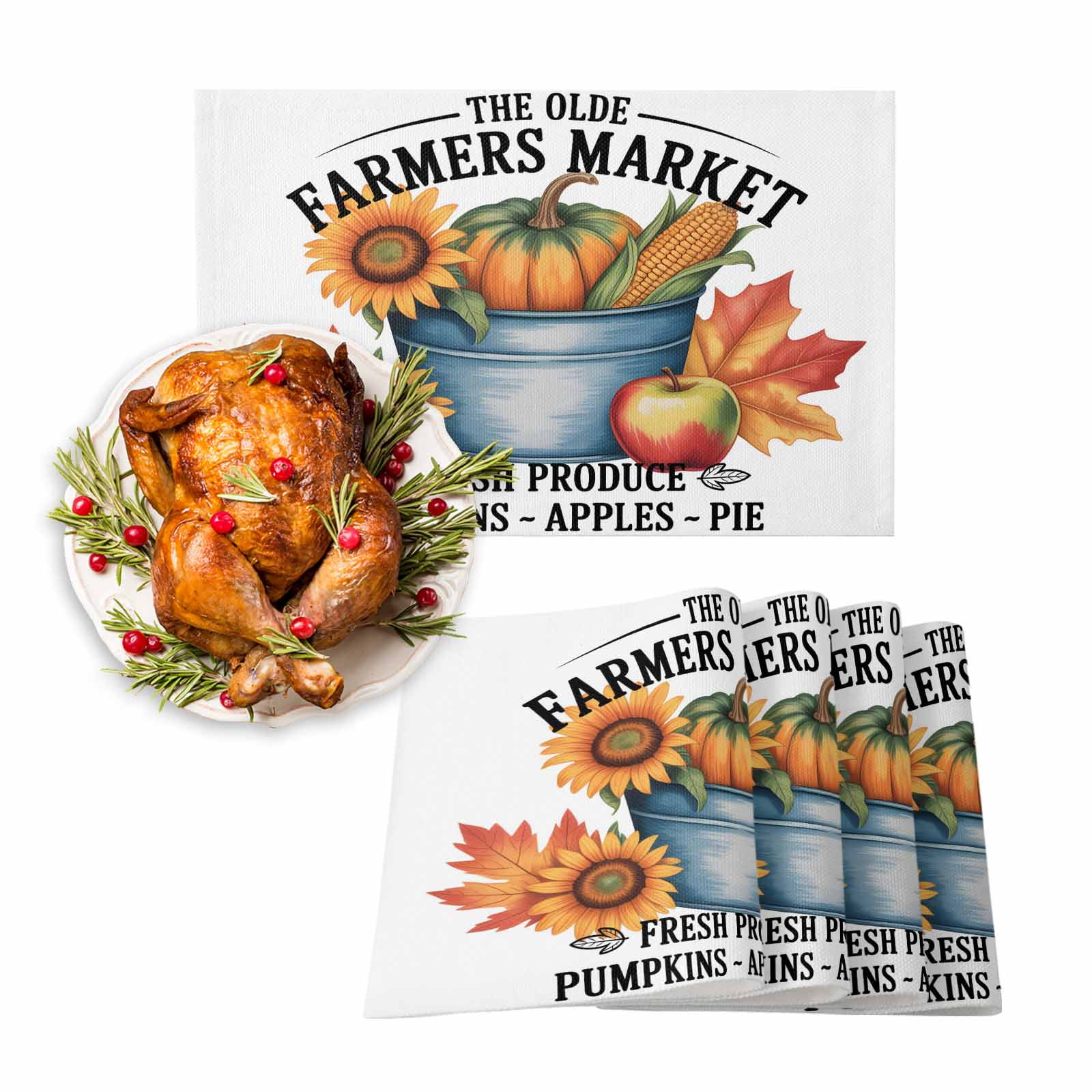 Fall Placemat Pumpkin Thanksgiving Placemats for Dining Table Sunflower ...