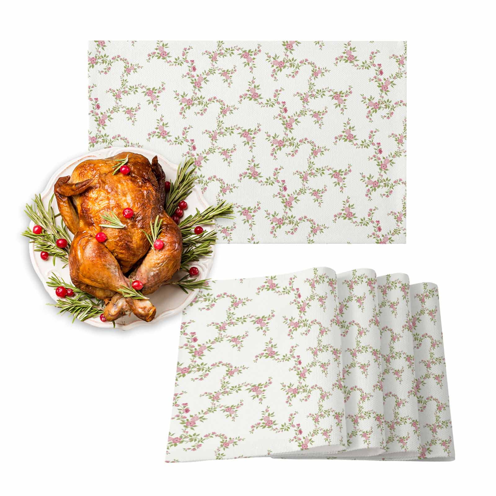 Fall Placemat Rose Floral Thanksgiving Placemats for Dining Table ...