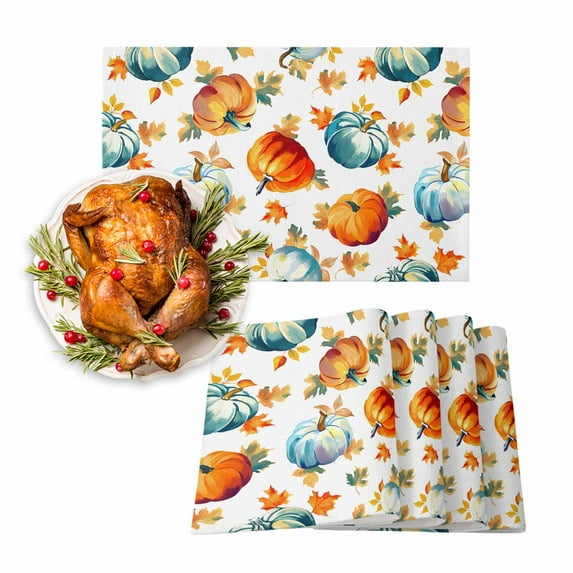Fall Placemat Watercolor Pumpkin Thanksgiving Placemats for Dining ...